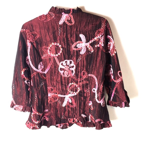 Agora | Jackets & Coats | Agora Dress Jacket Crinkle Embroidered ...